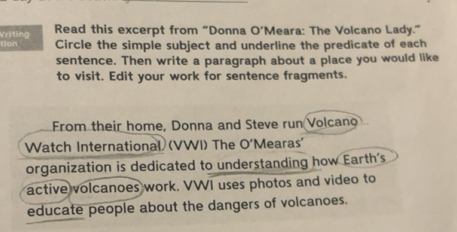Solved: Vriting Read this excerpt from “Donna O' 'Meara: The Volcano ...