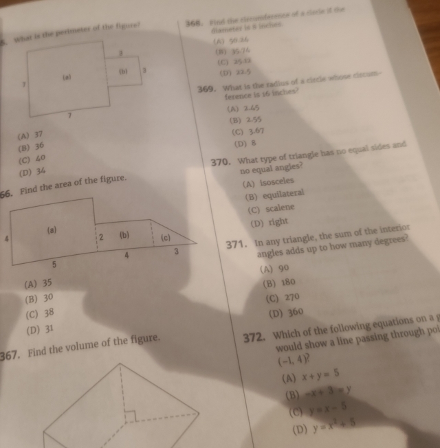 Solved: What is the perimeter of the figure? 368. Find the cicumferance ...
