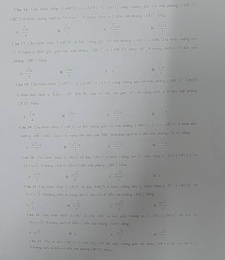 Solved: Cho hình chóp S.ABCD có (SAB) và (SAD) cùng vuởng góc với mặt ...