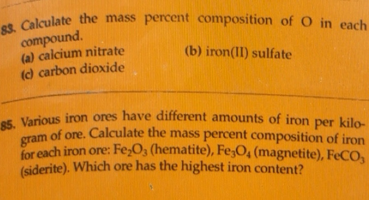 Solved: Calculate the mass percent composition of O in each compound ...