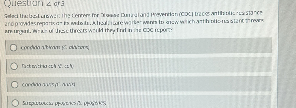 Solved: Select the best answer: The Centers for Disease Control and ...
