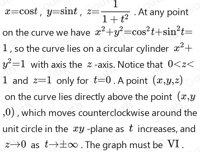 Solved: Match the parametric equations with the graphs (labeled I - VI ...