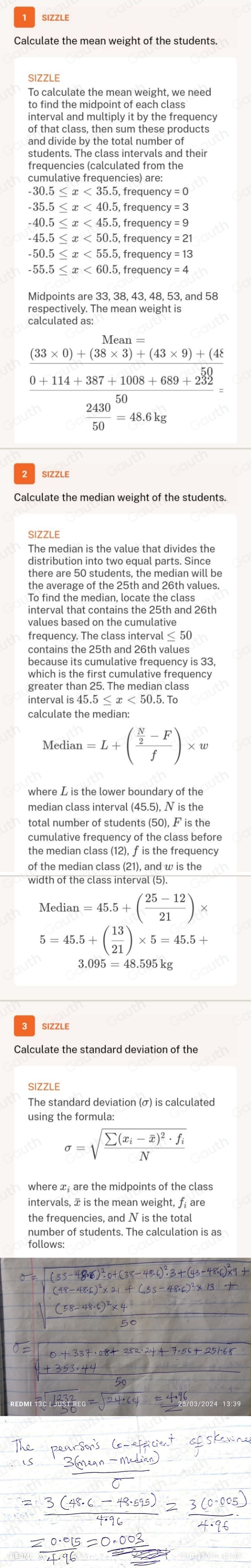 Selesai:The following table shows the cumulative frequency distribution ...