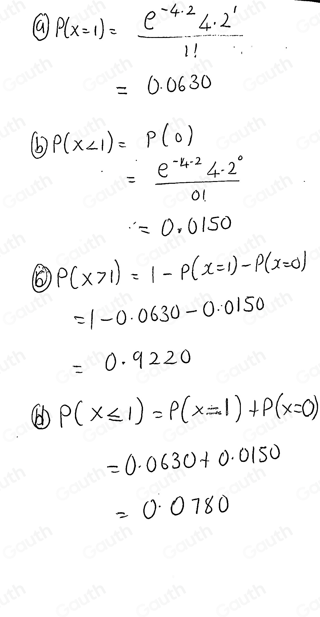 Solved: Assume a Poisson distribution with lambda =4.2. Find the ...