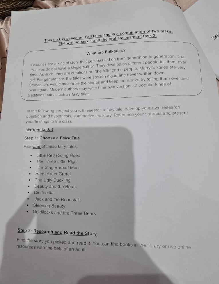 Solved: This task is based on Folktales and is a combination of two tasks: The writing task 1 ...