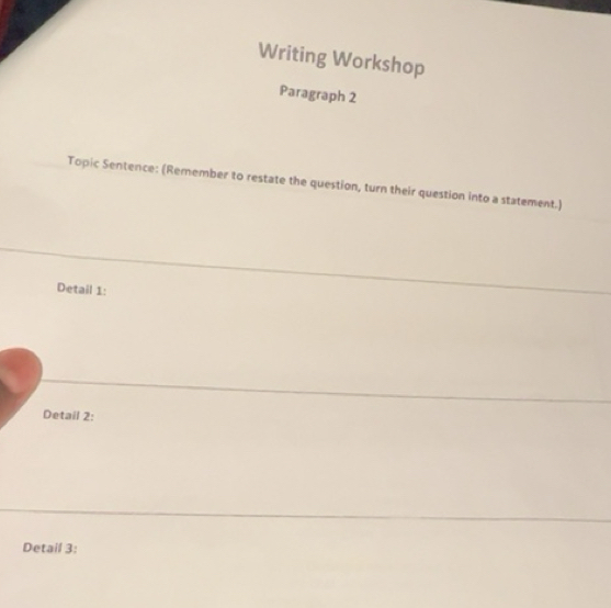 Solved: Writing Workshop Paragraph 2 Topic Sentence: (Remember to ...