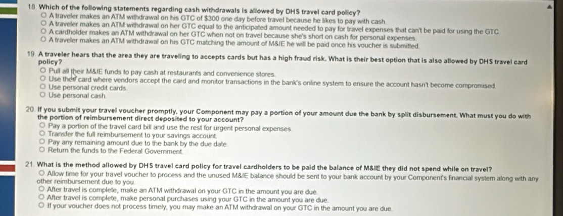 Solved: Which of the following statements regarding cash withdrawals is ...