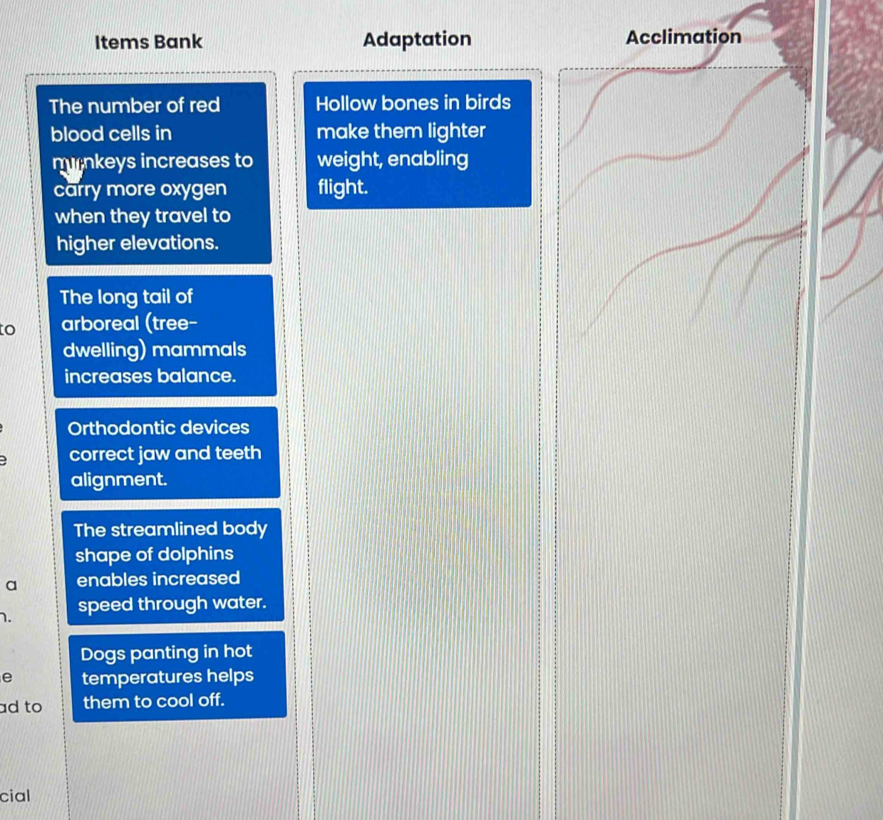 Solved: Items Bank Adaptation Acclimation The number of red Hollow ...