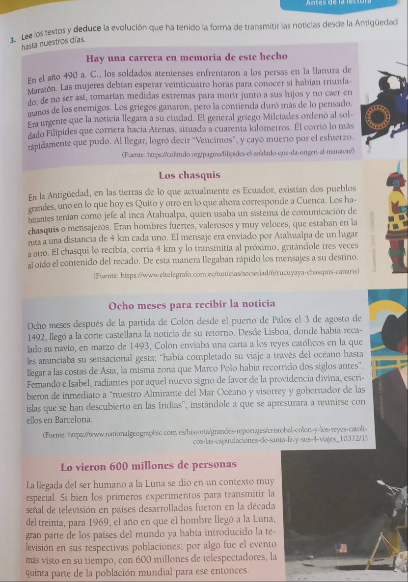 Resuelto:Lee los textos y deduce la evolución que ha tenido la forma de ...