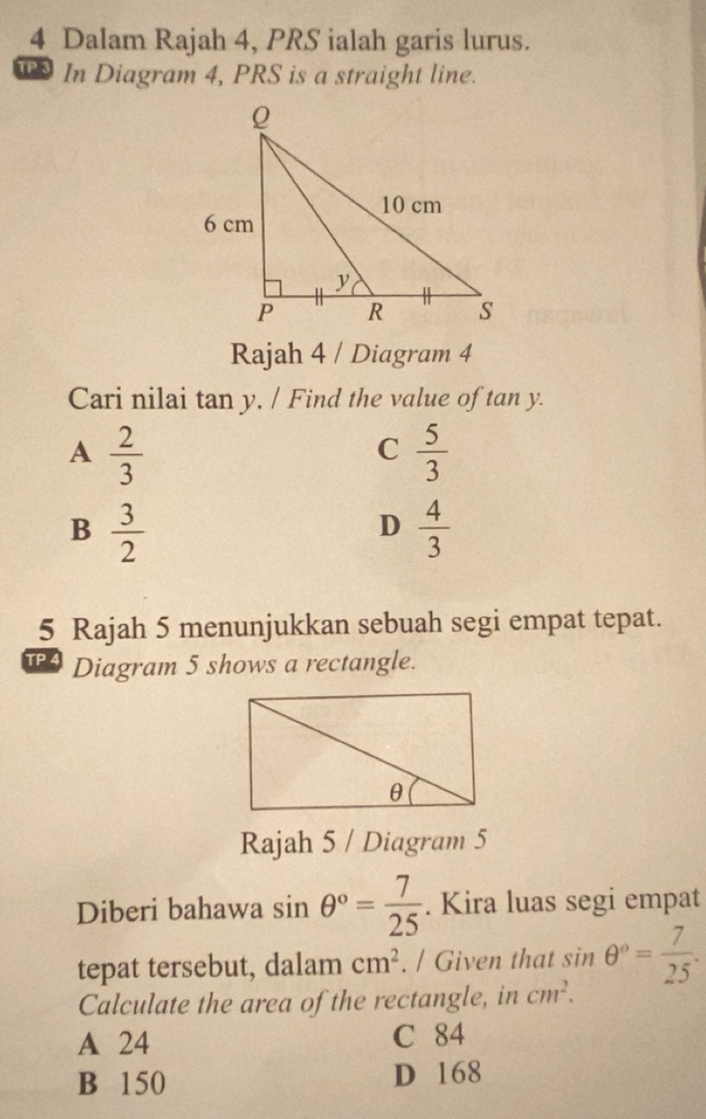 Selesai:Dalam Rajah 4, PRS ialah garis lurus. In Diagram 4, PRS is a ...
