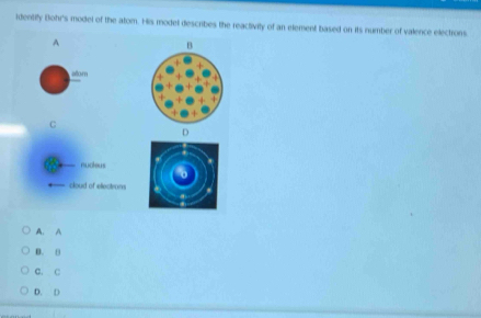 Solved: identiy Bohr's model of the atom. His model describes the ...