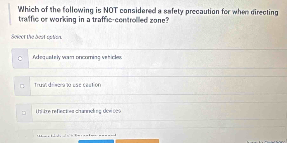 Solved: Which of the following is NOT considered a safety precaution ...