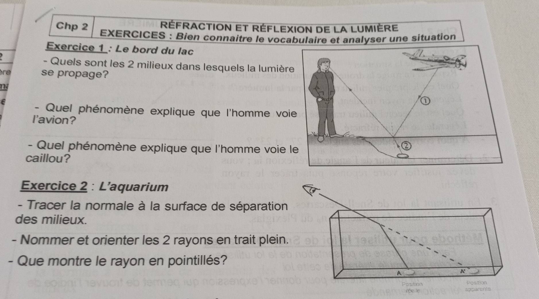 Résolu :Chp 2 RÉFRACTION ET RÉFLEXION DE La LUMIÈRE EXERCICES : Bien ...