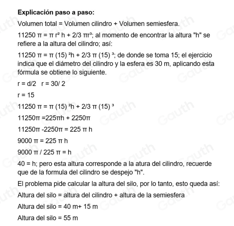 Resuelto:Se desea construir un silo para granos, en forma de cilindro ...