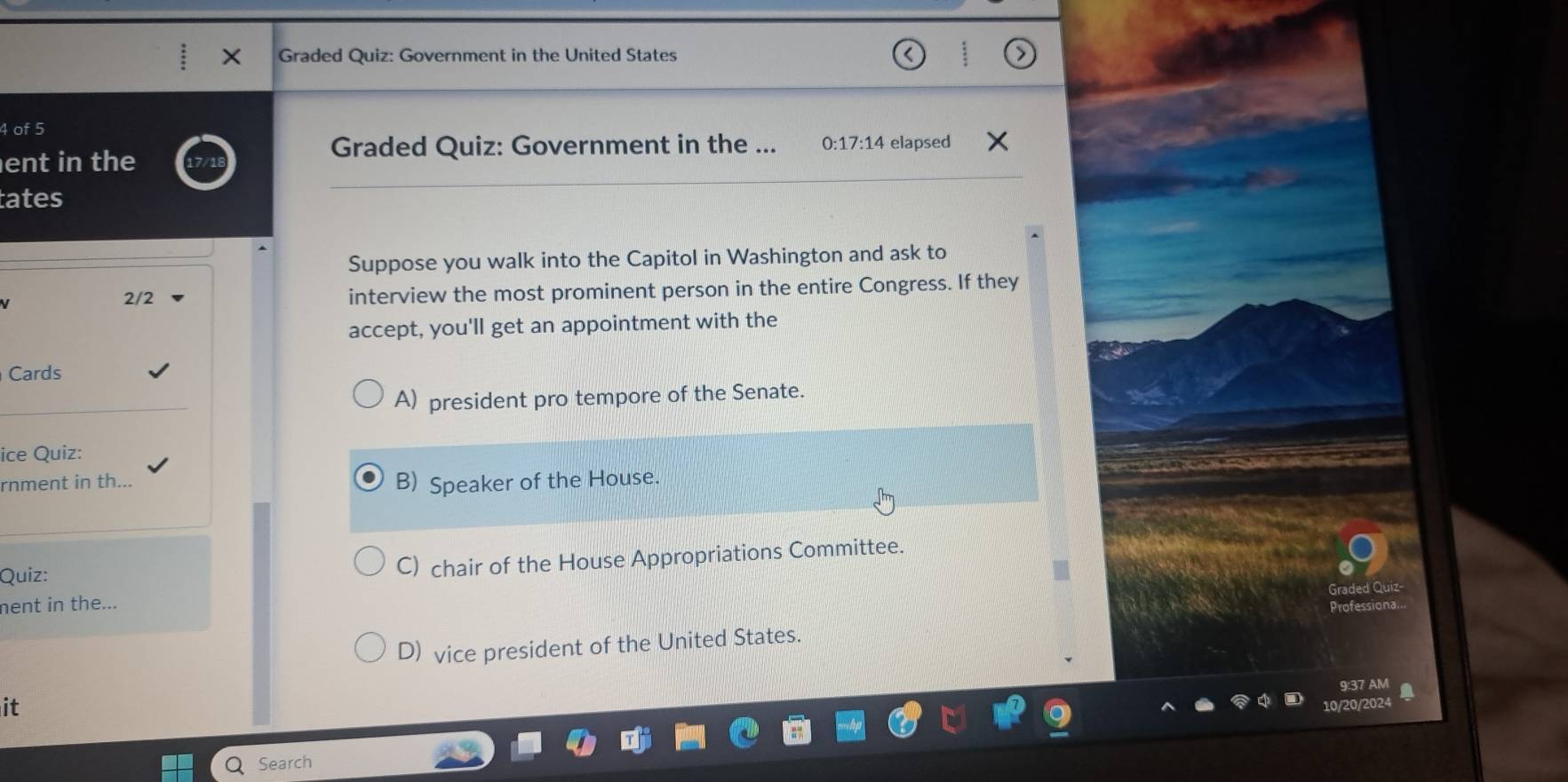 Solved: Graded Quiz: Government in the United States 4 of 5 Graded Quiz ...