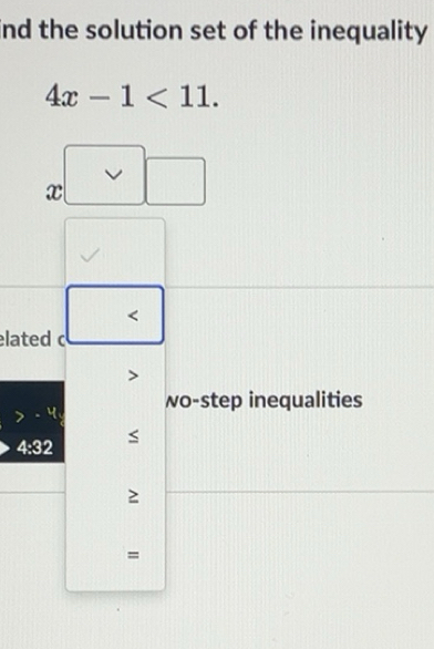 Solved: ind the solution set of the inequality 4x-1
