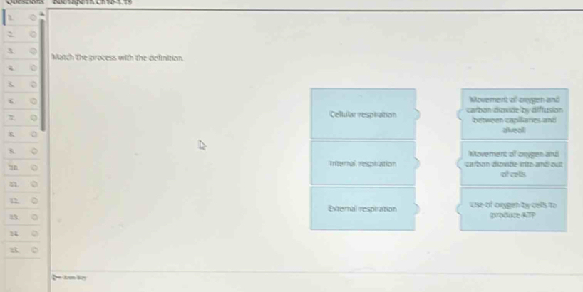 Solved: Match the process with the definition. 3 6 Movement of-crygen ...