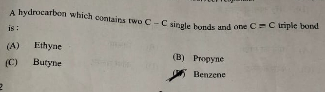 Solved: A hydrocarbon which contains two C-C single bonds and one ...