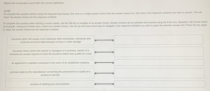 Solved: Match the vocabulary word with the correct definition. NOTE: To complete this question ...