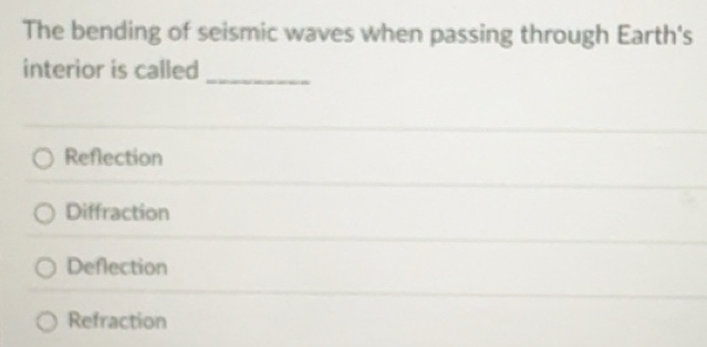 Solved: The bending of seismic waves when passing through Earth's ...