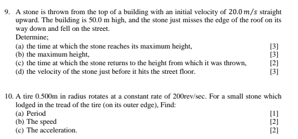 Solved: A stone is thrown from the top of a building with an initial ...