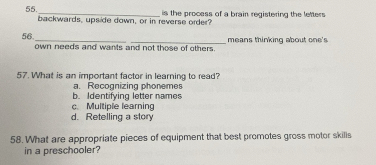 Solved: 55._ is the process of a brain registering the letters ...