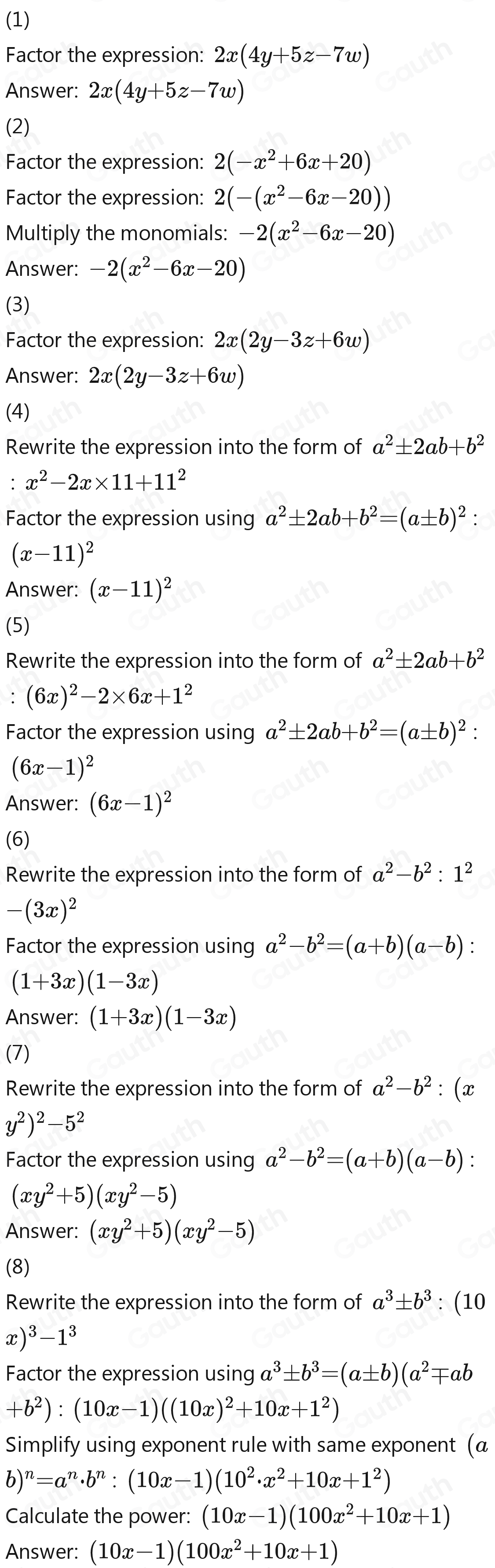Solved: Identify if the given polynomial is a polynomial with common monomial factor (CMN ...