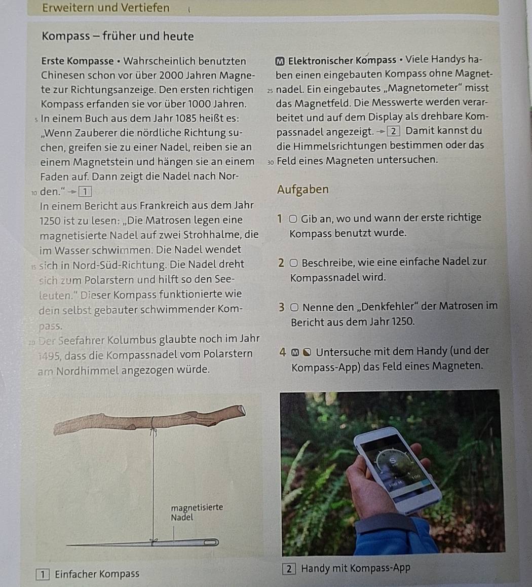 Gelöst:Erweitern und Vertiefen Kompass - früher und heute Erste ...