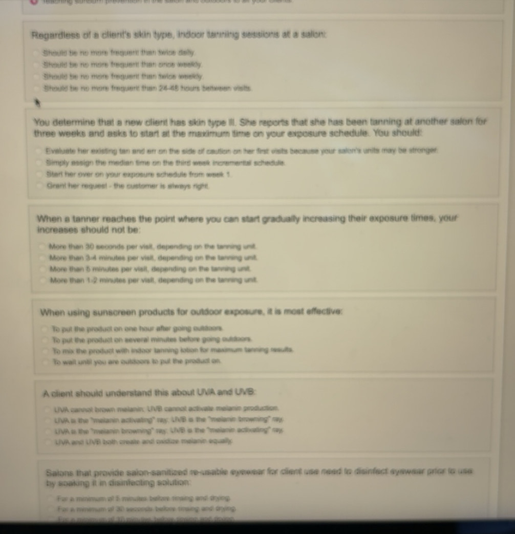 Solved: Regardless of a client's skin type, indoor tanning sessions at ...