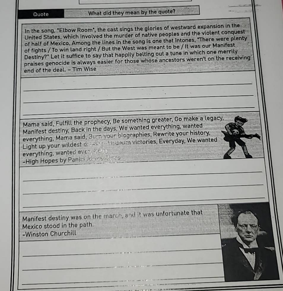 Solved: Quote What did they mean by the quote? In the song, "Elbow Room ...