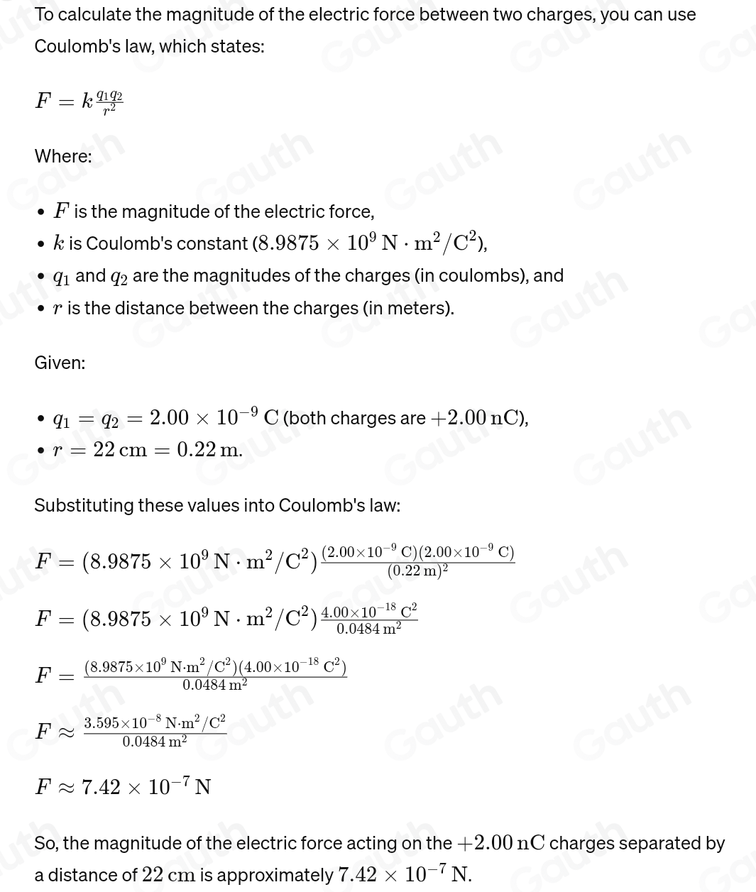 Solved: What is the magnitude of the electric force acting on the +2.00 ...