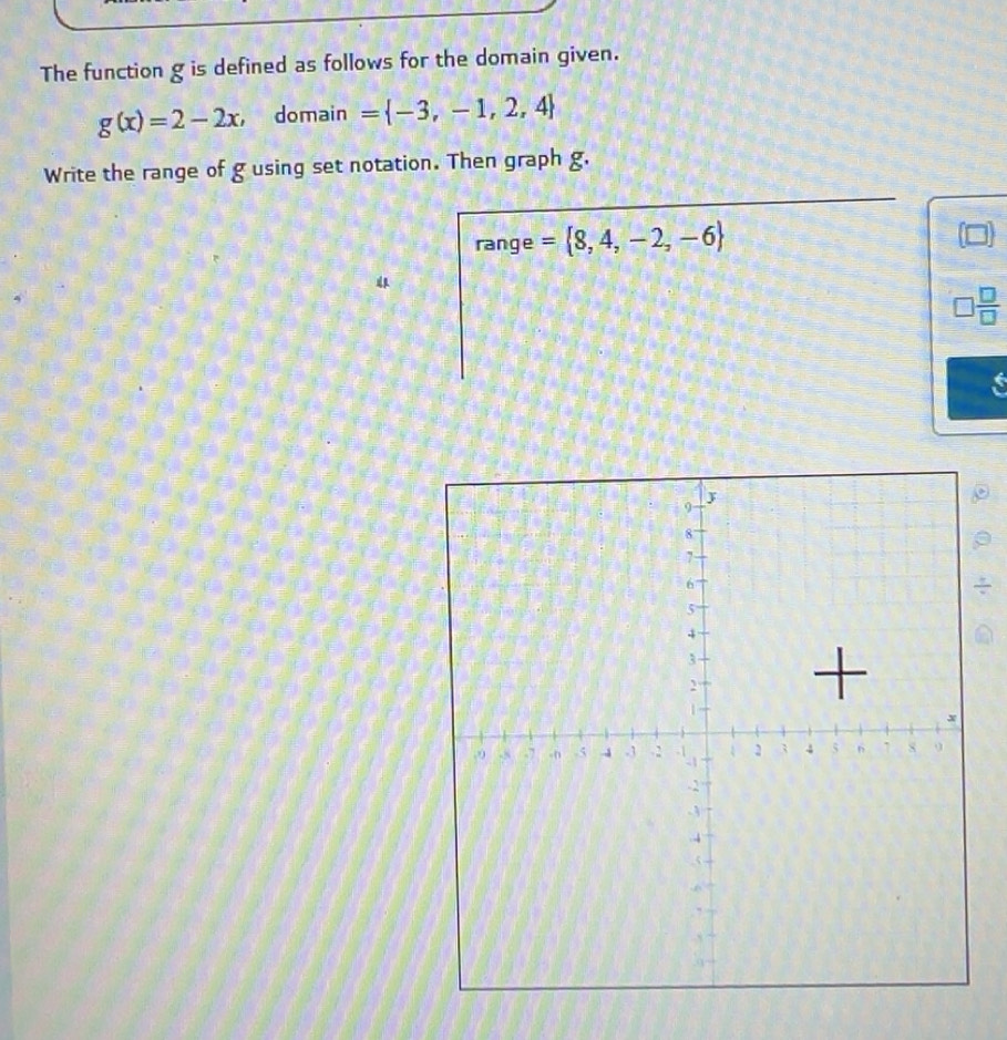 Solved: The function g is defined as follows for the domain given. g(x ...