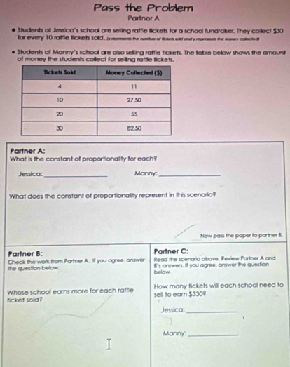 Solved: Pass the Problem Partner A Students all Jessica's school are ...