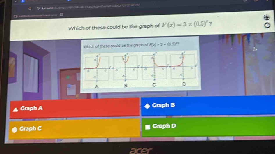 Solved: a Which of these could be the graph of F(x)=3* (0.5)^x ? Which ...