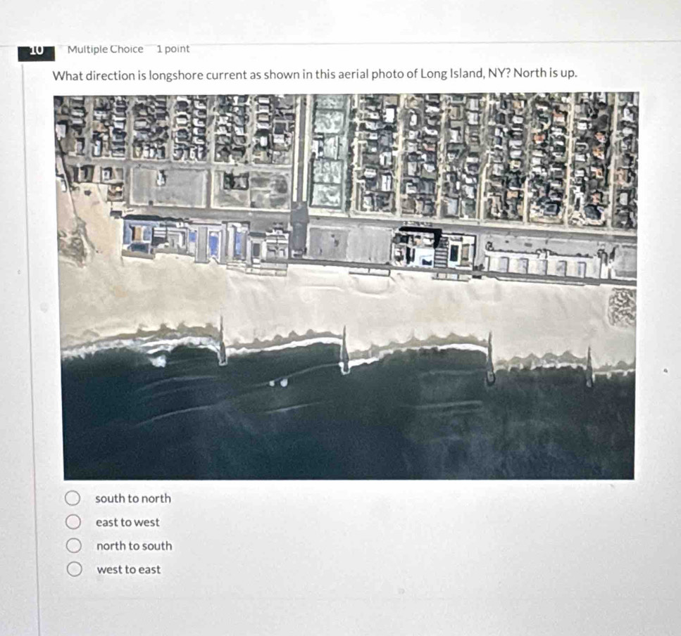 Solved: What direction is longshore current as shown in this aerial ...
