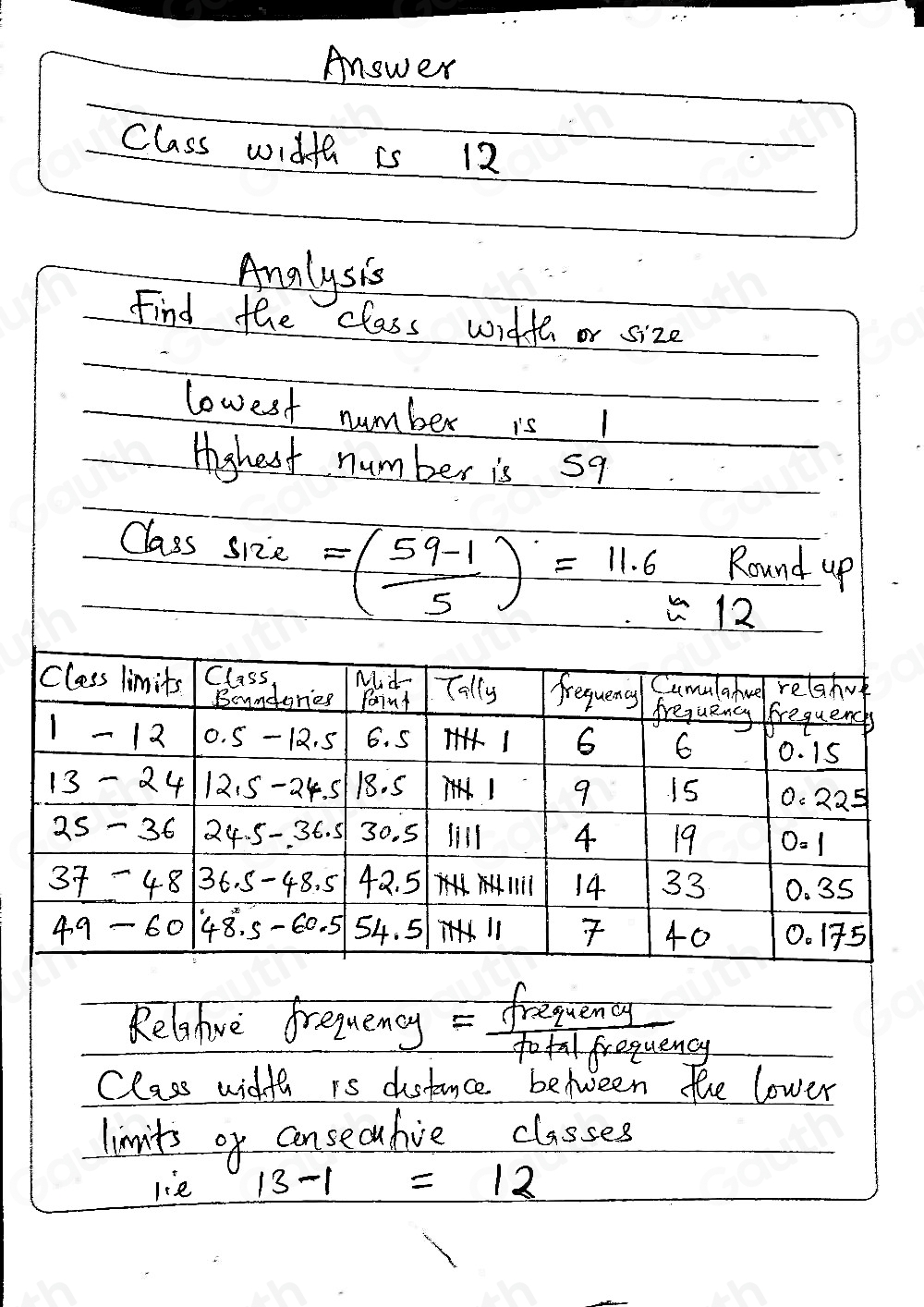 Solved: Calculate Organize the data into a frequency distribution with ...
