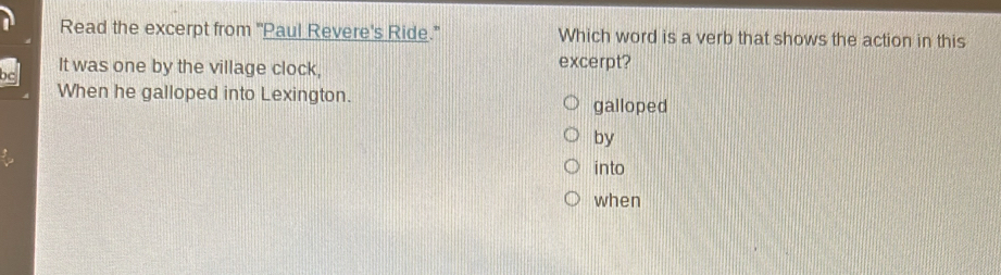 Solved: Read the excerpt from "Paul Revere's Ride." Which word is a ...