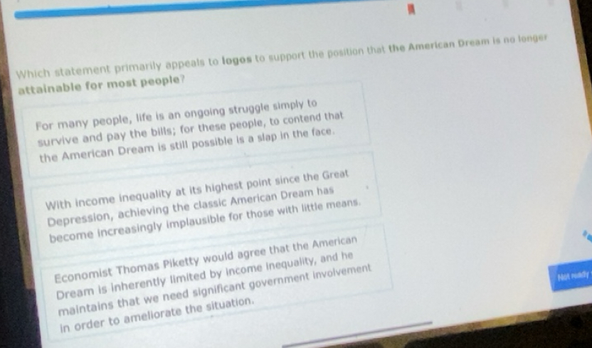 Resuelto:Which statement primarily appeals to logos to support the ...