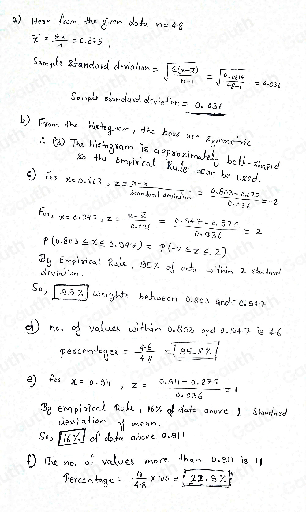 Solved: The accompanying data represent the weights (in grams) of a ...