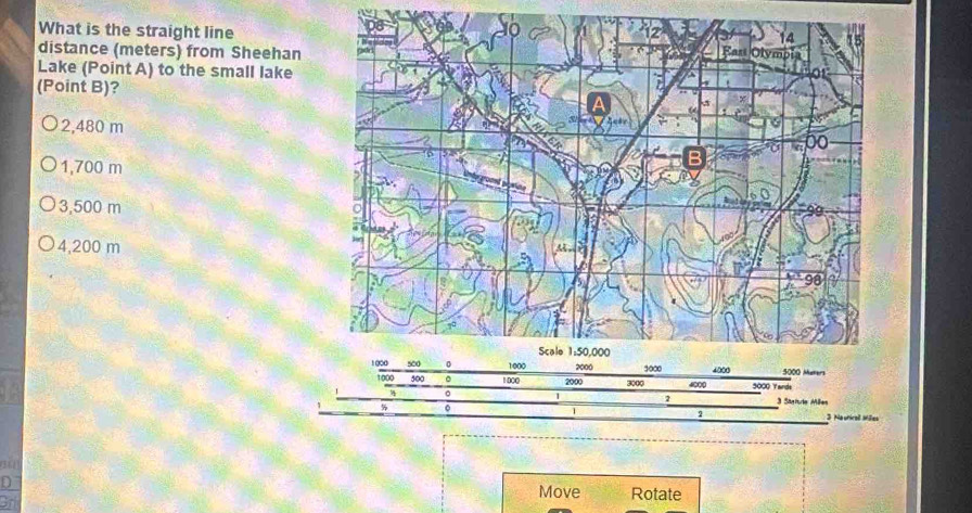 Solved: What is the straight line distance (meters) from Sheehan Lake ...