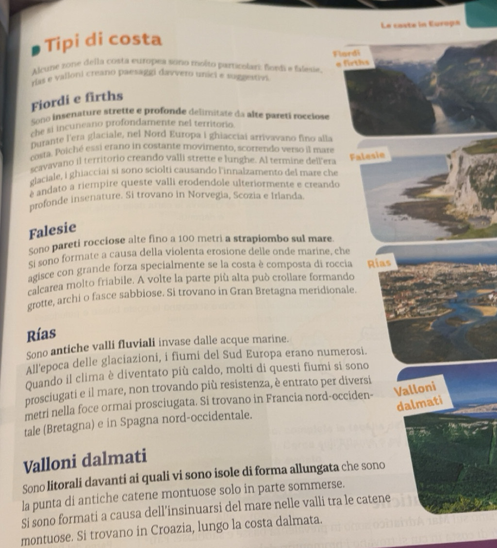 Risolto:Le coste in Europa Tipi di costa Flardi Alcune zone della costa ...
