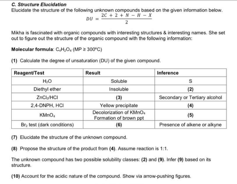 Solved: Structure Elucidation Elucidate the structure of the following ...