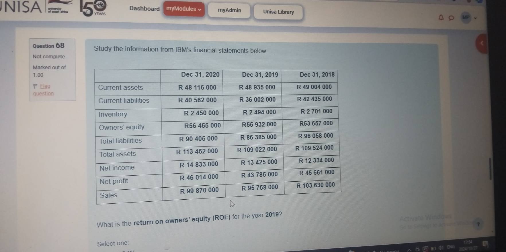 Solved: NISA YEARS Dashboard myModules myAdmin Unisa Library Question ...