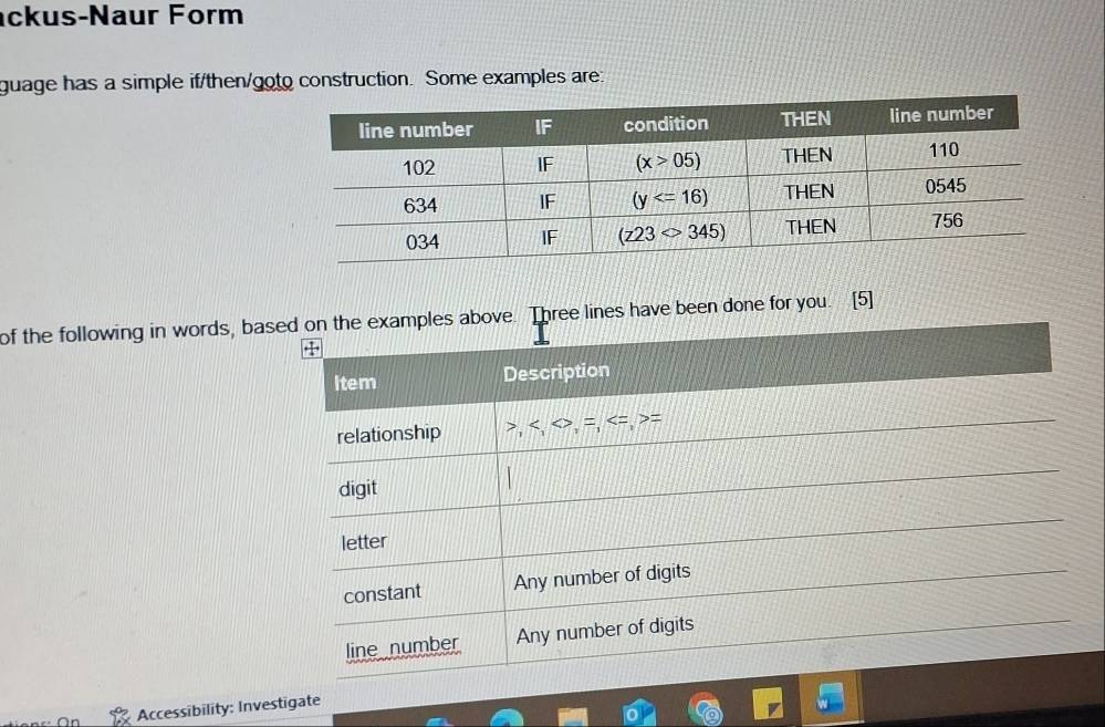 Solved: ckus-Naur Form guage has a simple if/then/goto construction ...
