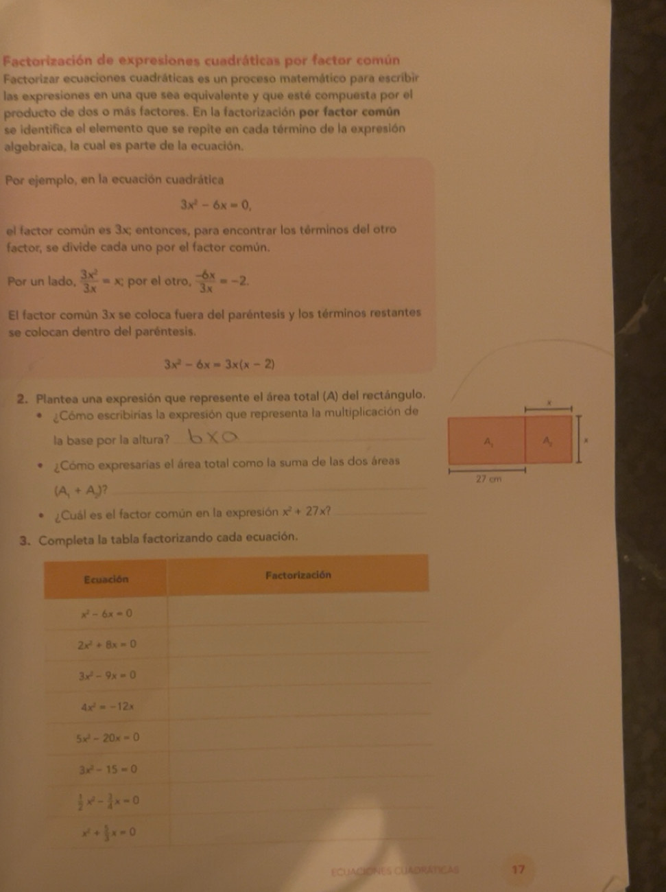 Resuelto:Factorización de expresiones cuadráticas por factor común ...