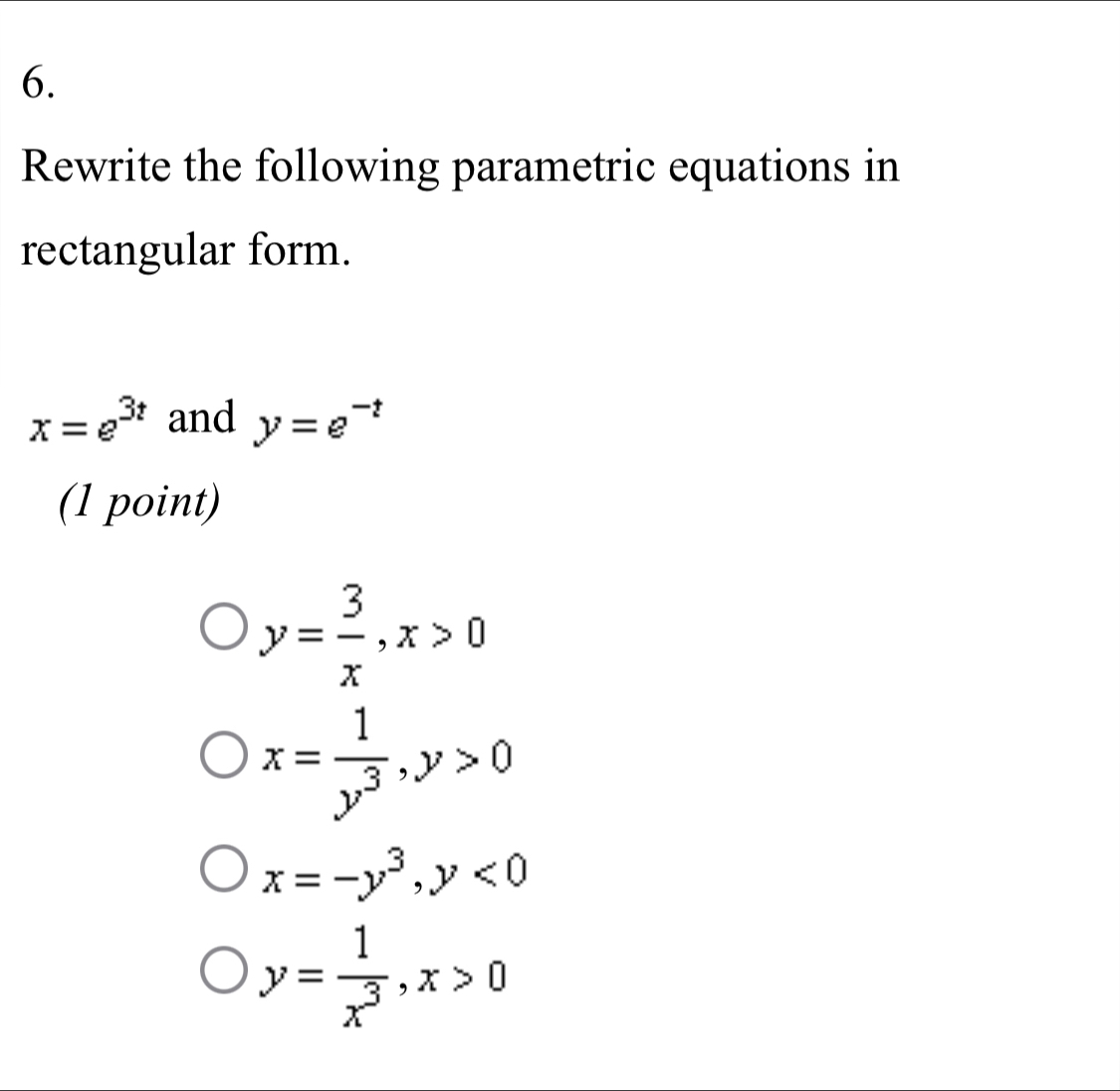 Solved: Rewrite the following parametric equations in rectangular form ...