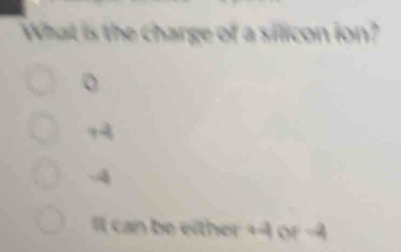 Solved: What is the charge of a silicon ion? 。 -4 II can be either +4 ...