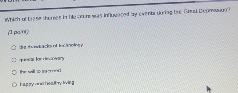 Solved: Which of these themes in literature was influenced by events ...