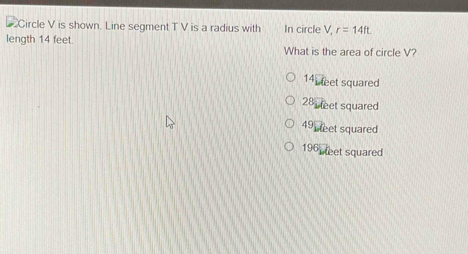 Solved: Circle V is shown. Line segment T V is a radius with In circle ...