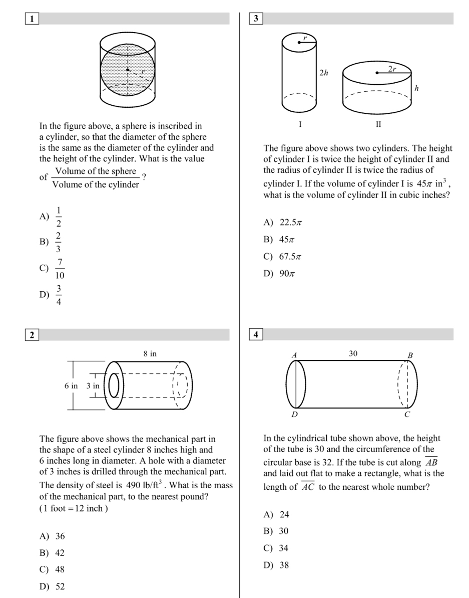 Solved: 1 3 In the figure above, a sphere is inscribed in a cylinder ...